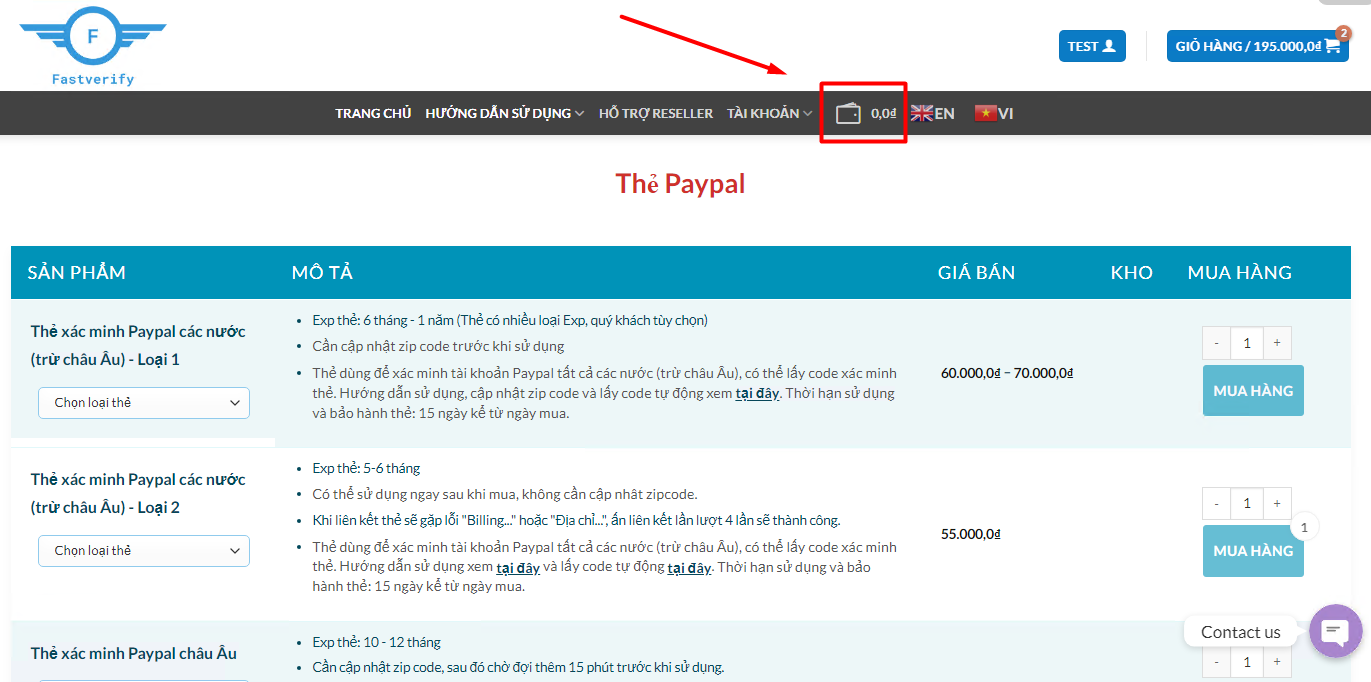 Hướng dẫn nạp tiền vào tài khoản trên Fastverify.net – Fastverify